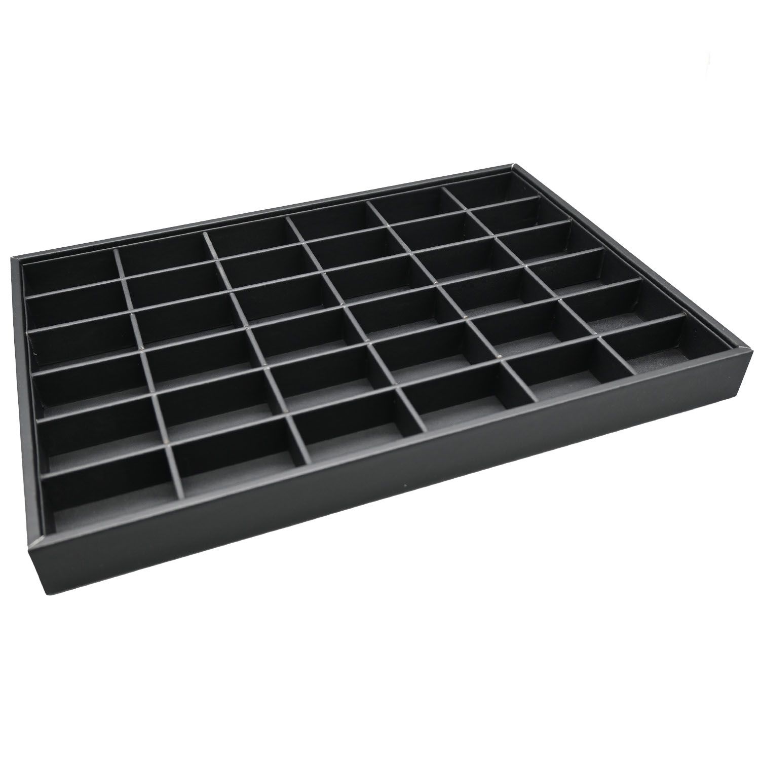 36-Compartment Black Leatherette Jewelry Showcase Display Tray ...